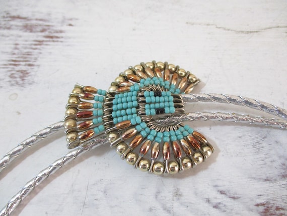 Vintage Handcrafted Beaded Safety Pin Native American… - Gem