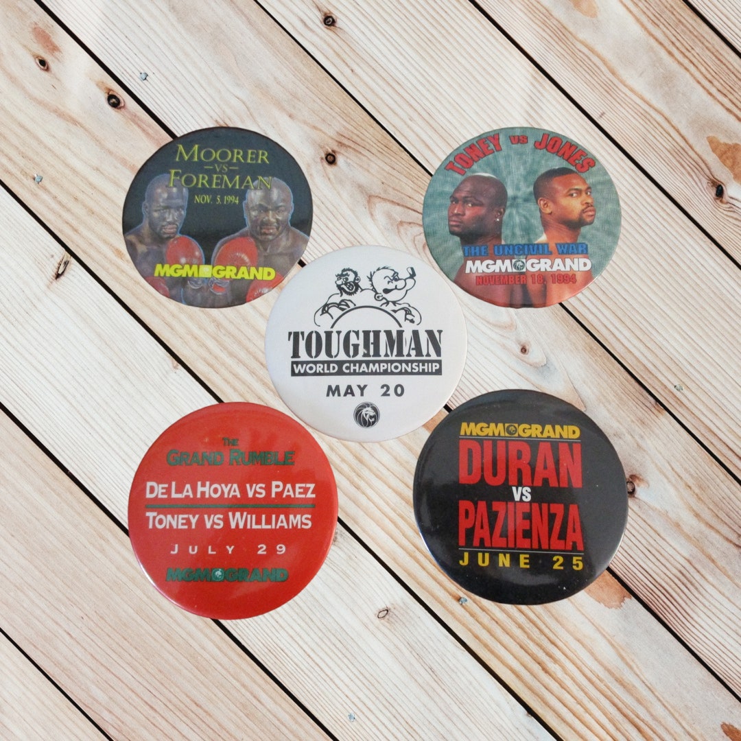 Vintage Set of Five MGM Grand Boxing Matches Pinback Buttons - Etsy