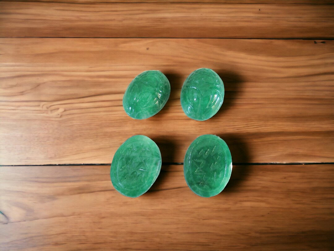 Vintage Jade Matrix Scarab Glass Cabochon 16mm Set of 4 - Etsy