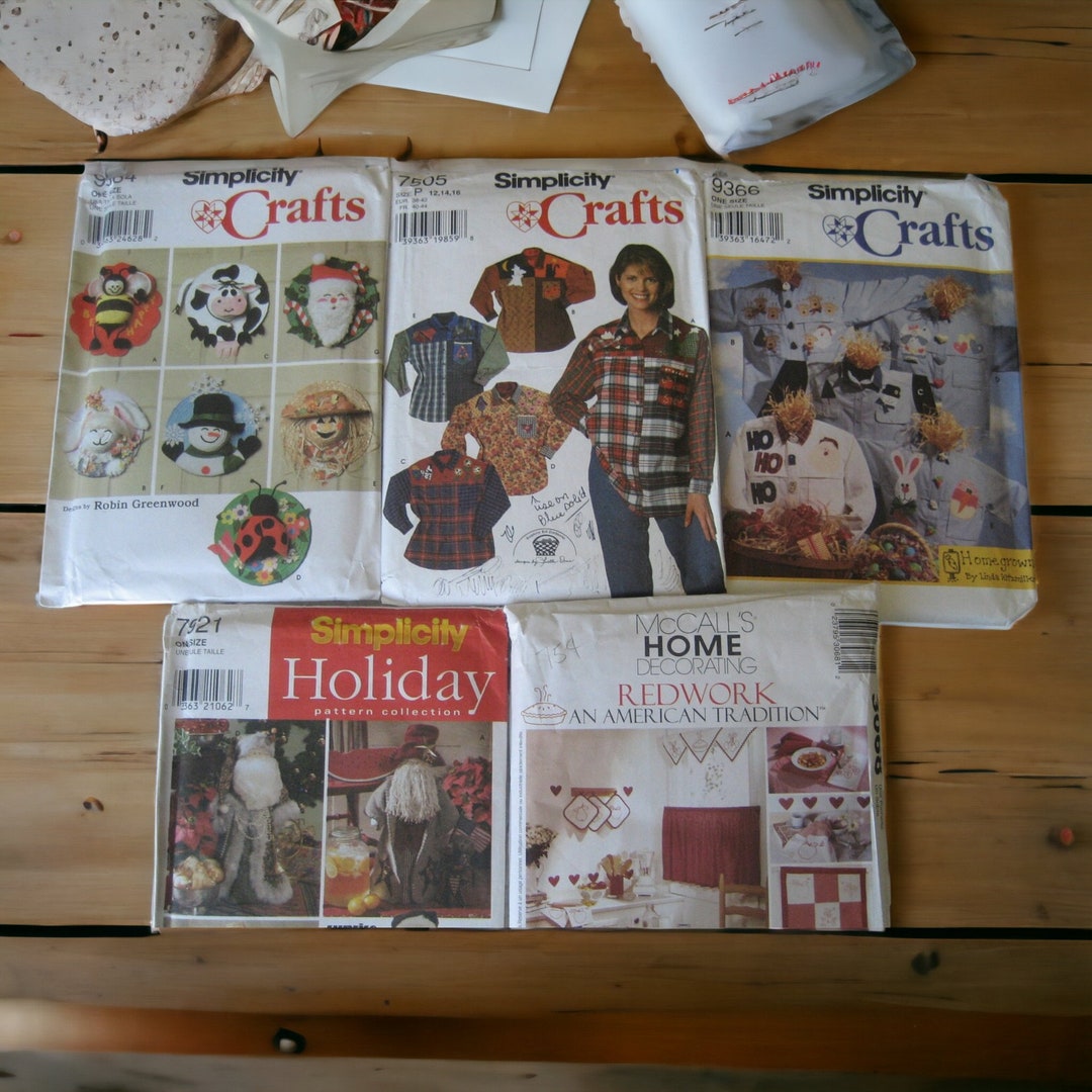 Vintage Craft Sewing Patterns, Lot of 5 Uncut Simplicity, Mccalls Craft ...