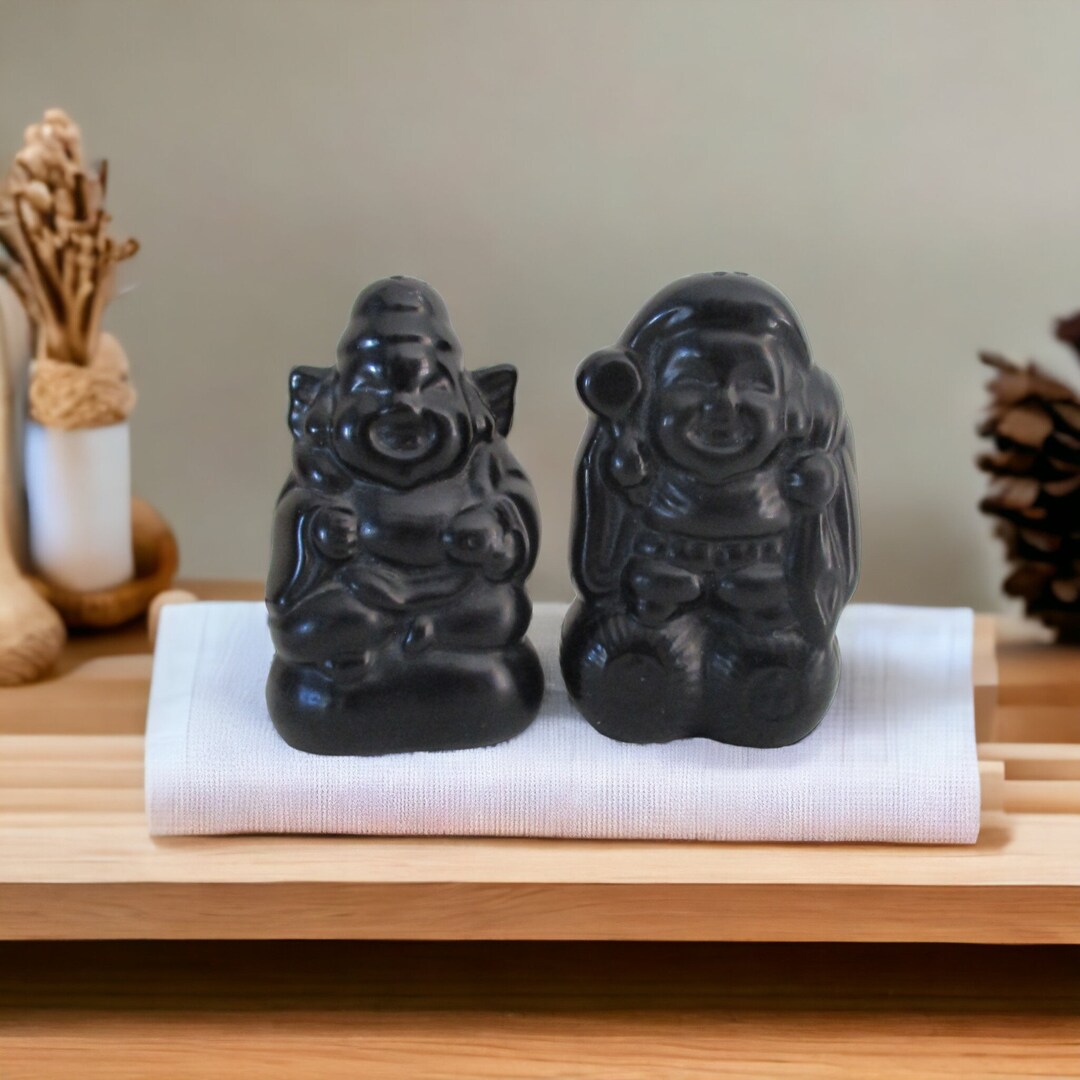 Vintage Buddha Salt and Pepper Shakers, Black Salt and Pepper Shakers ...
