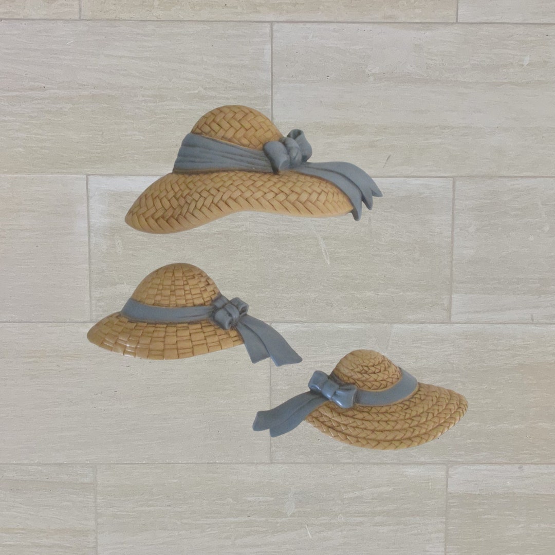 Vintage Straw Bonnet Wall Hanging, Set of 3 for Girl's Room Decor - Etsy