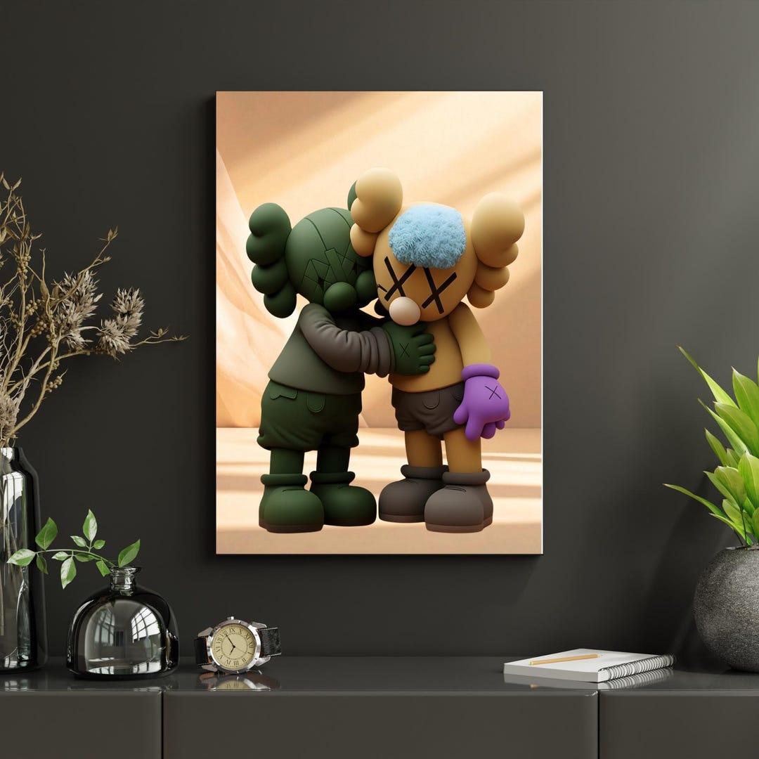 KAWS Figure Hugging Poster, Modern Hypebeast Room Decor (digital ...