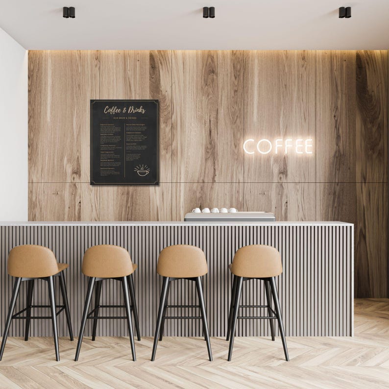 Coffee Shop Print Canva Editable Menu Board Template, Cafe Restaurant ...