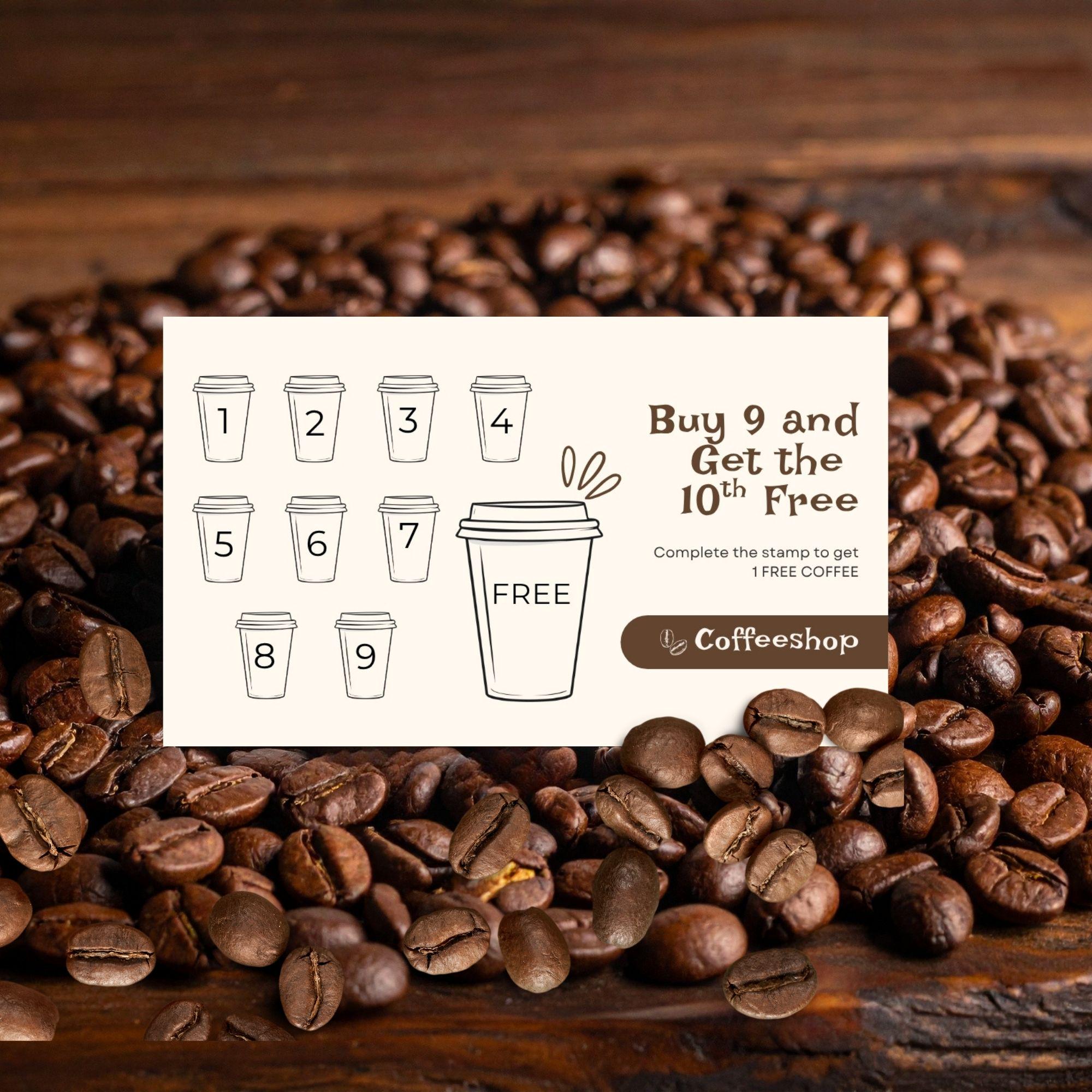 Coffee Shop Loyalty Card Template | Canva Editable & Customizable ...