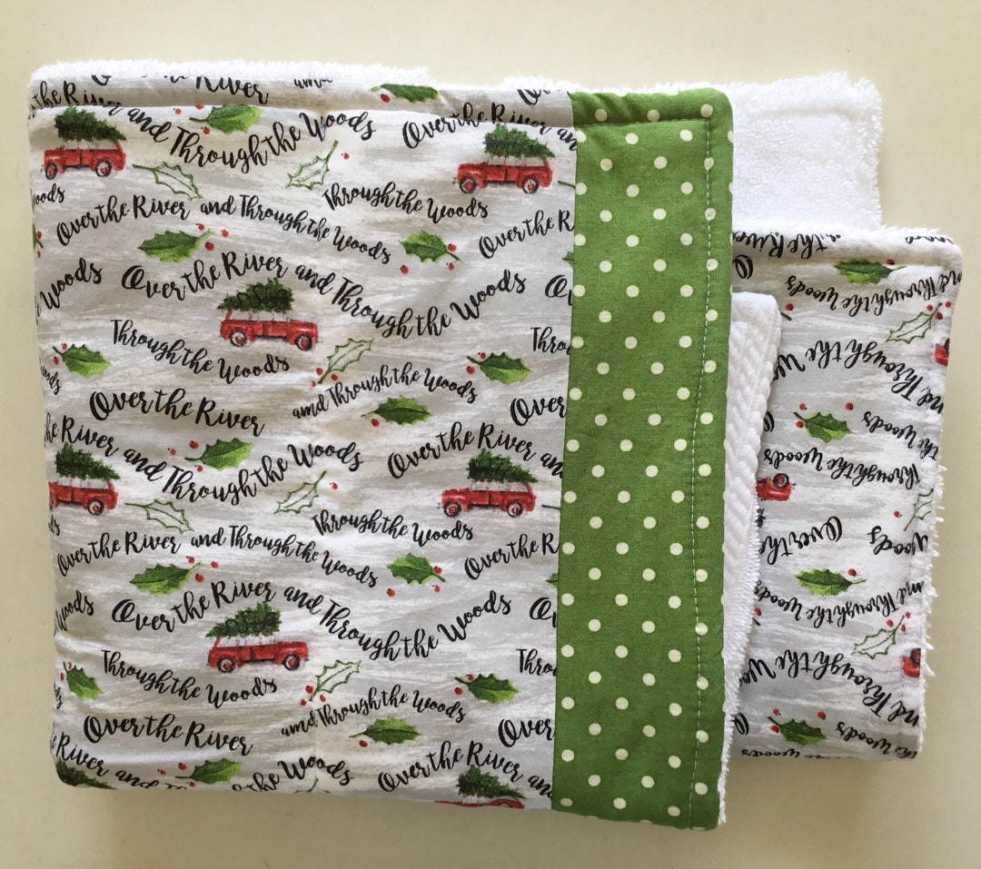Christmas Dish Mat With Christmas Trees and Pickup/ Over the River Dish ...