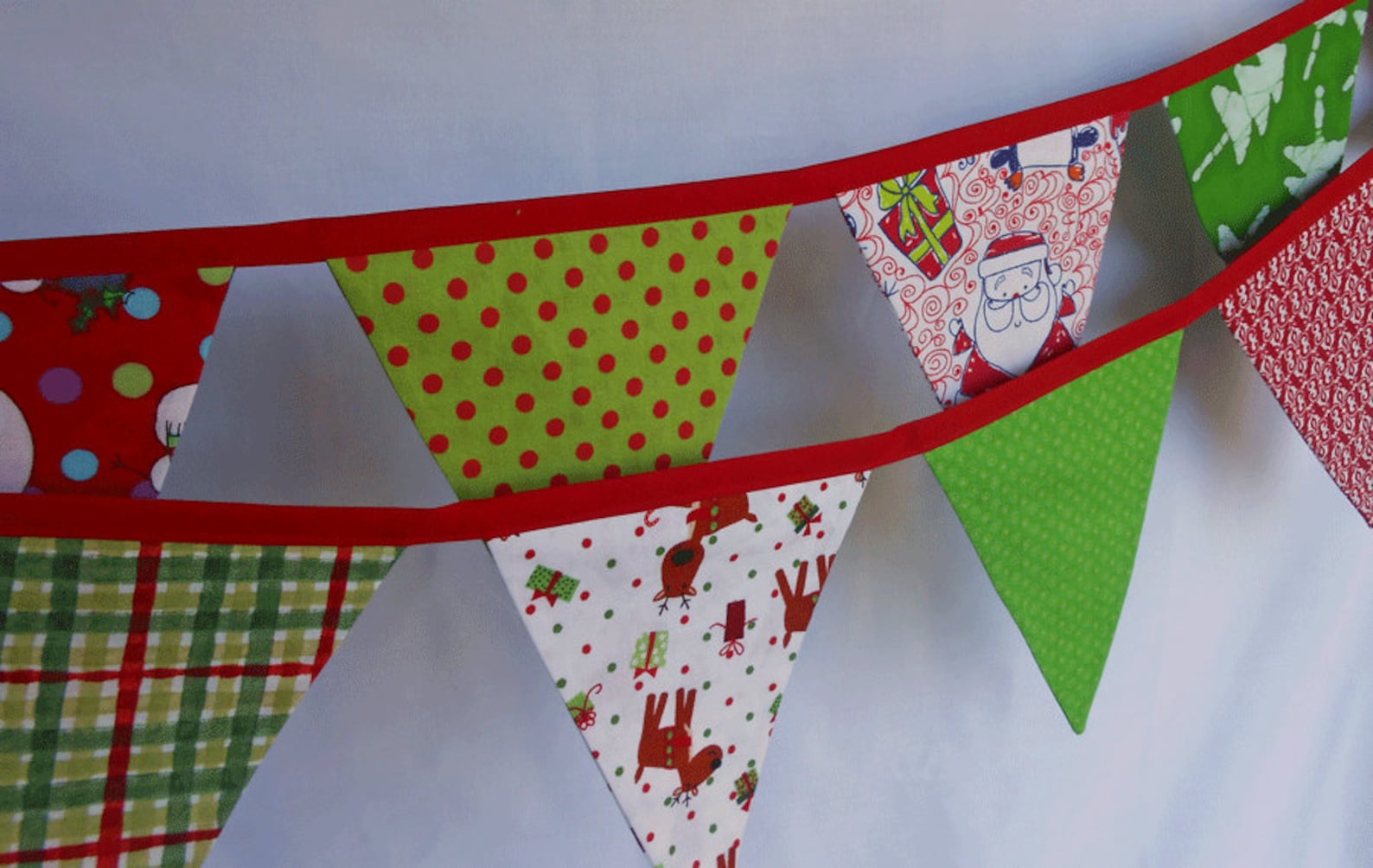 Christmas Banner/ Fabric Holiday Bunting in Medley of - Etsy