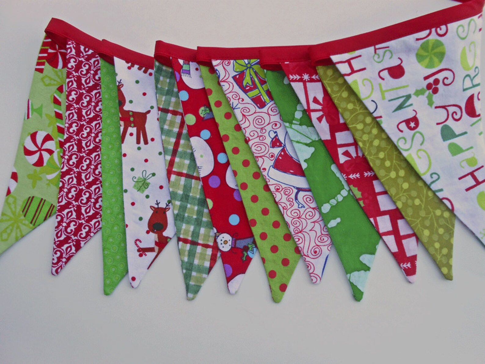 Christmas Banner/ Fabric Holiday Bunting in Medley of - Etsy