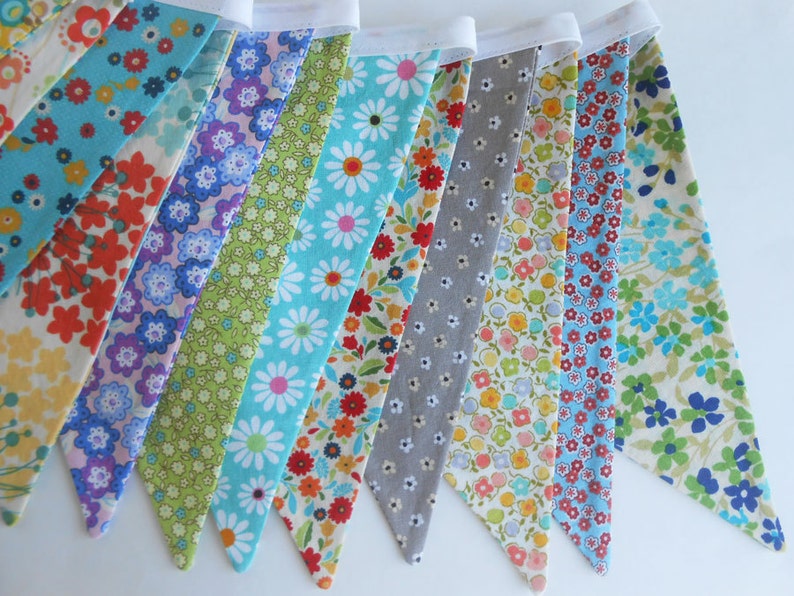 Floral Fabric Banner: Shabby Chic Country Bunting, Photo Prop - Etsy