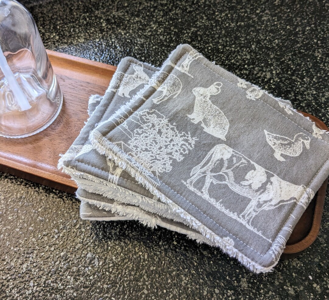 Barnyard Dish Cloth Sponge, Reusable Kitchen Sponge, Gray Farm Eco ...