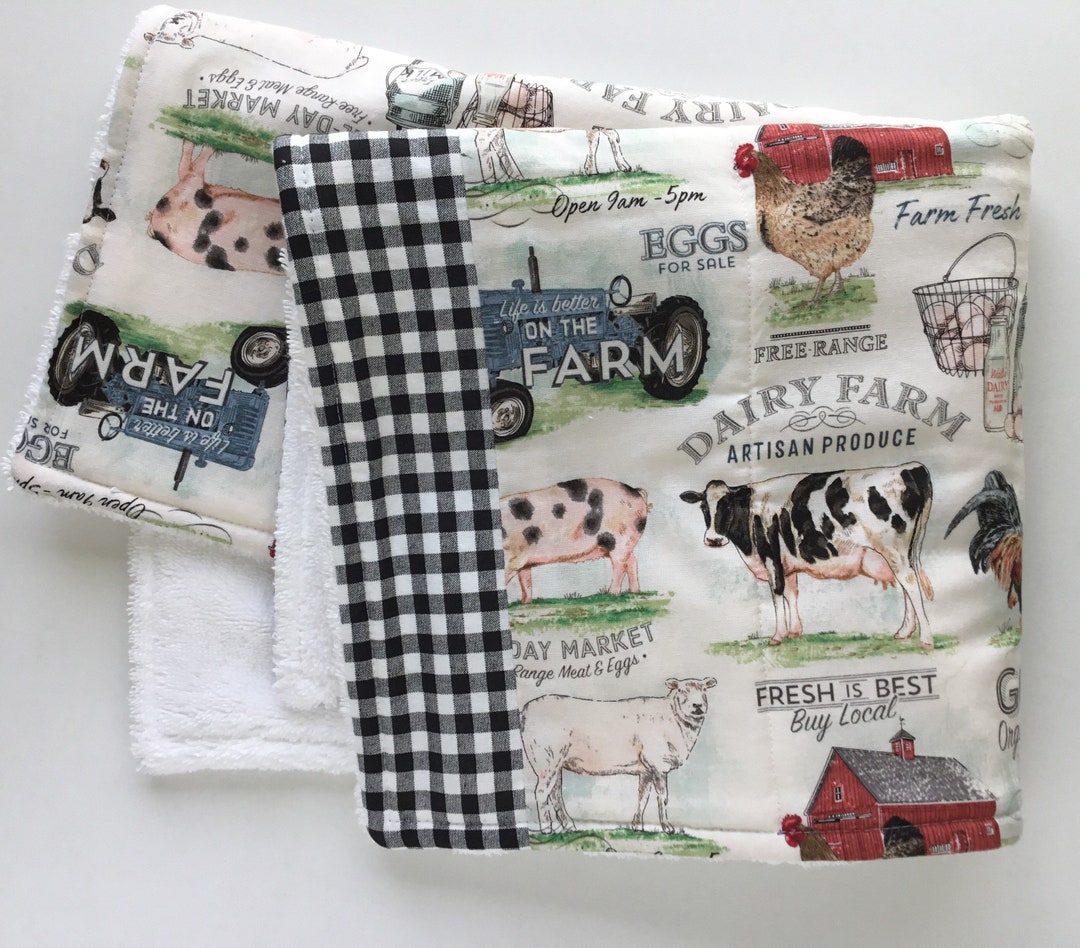 Dish Drying Mat / Dish Drainer/ Dish Mat in Barn Animals Cows Pigs ...