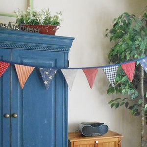 4th of July Banner READY to SHIP /bunting Red, White and Blue/ Fourth ...