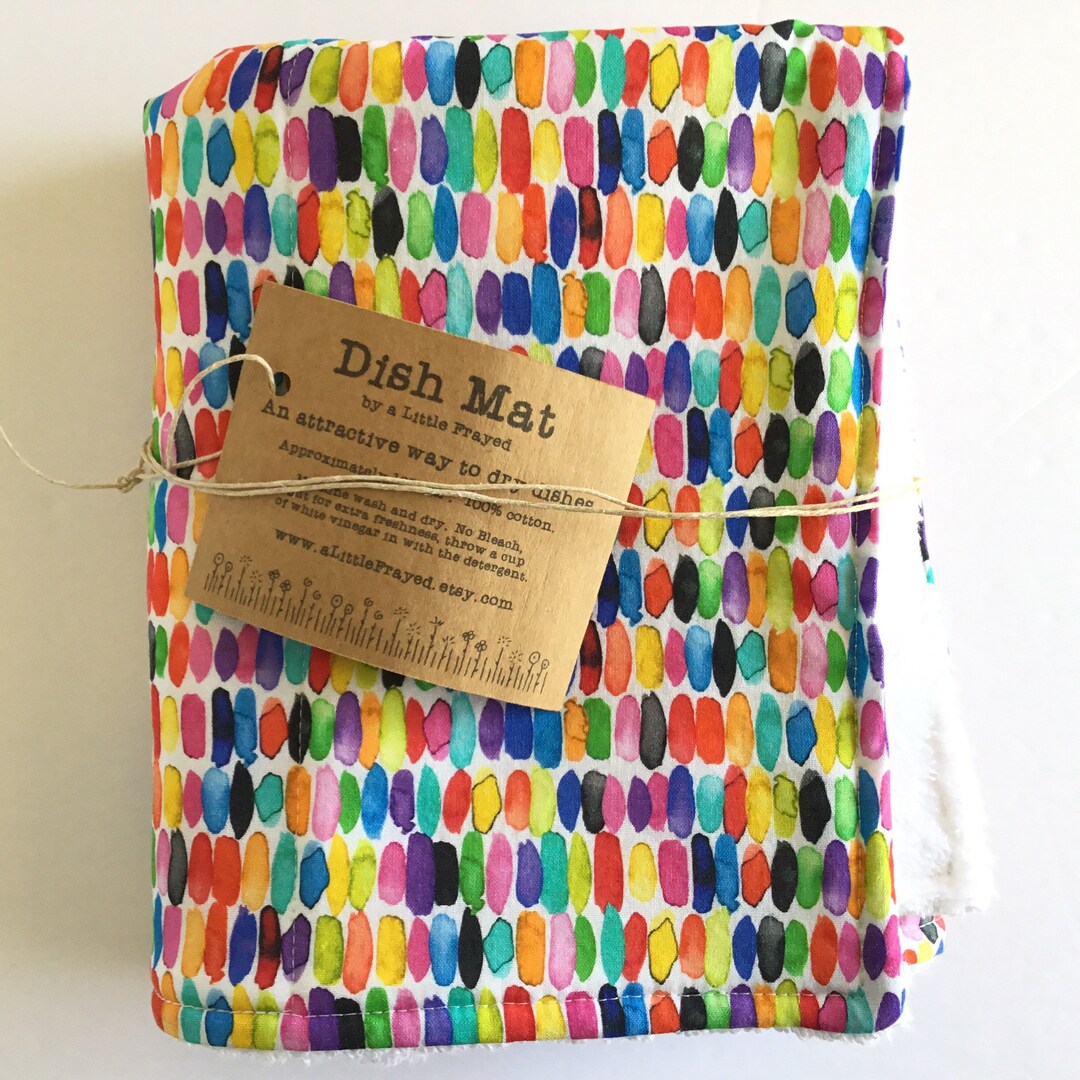 Geo Primary Color Dish Drying Mat: 100% Cotton Kitchen Towel - Etsy