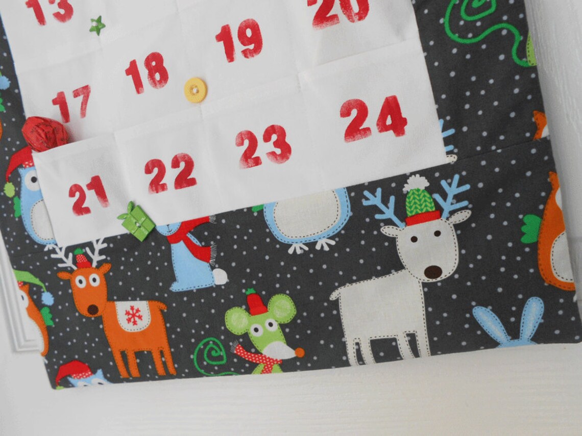 Personalized Christmas Advent Calendar, Reindeer Fabric Countdown - Etsy