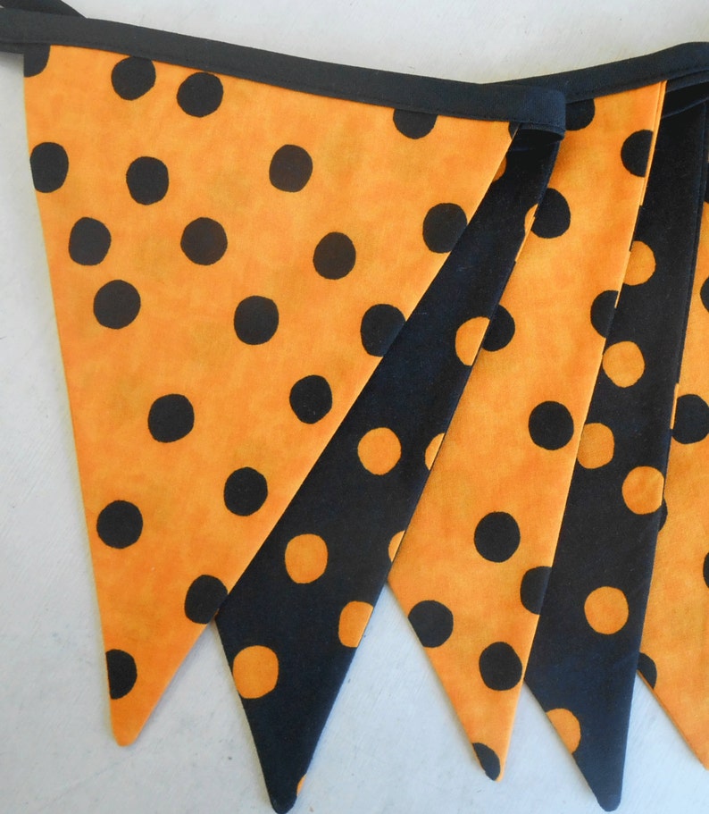 Orange and Black Polka Dot Halloween Banner, Handmade Party Decor - Etsy