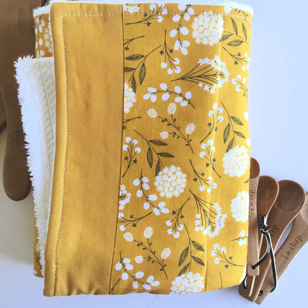 Floral Dish Drying Mat: Mustard Yellow Cotton, Autumn Kitchen Decor - Etsy