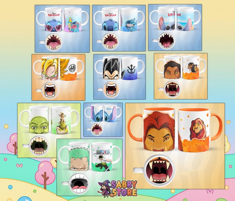 39 Cartoon Mouth Mug Designs PNG – High Resolution for Sublimation and ...