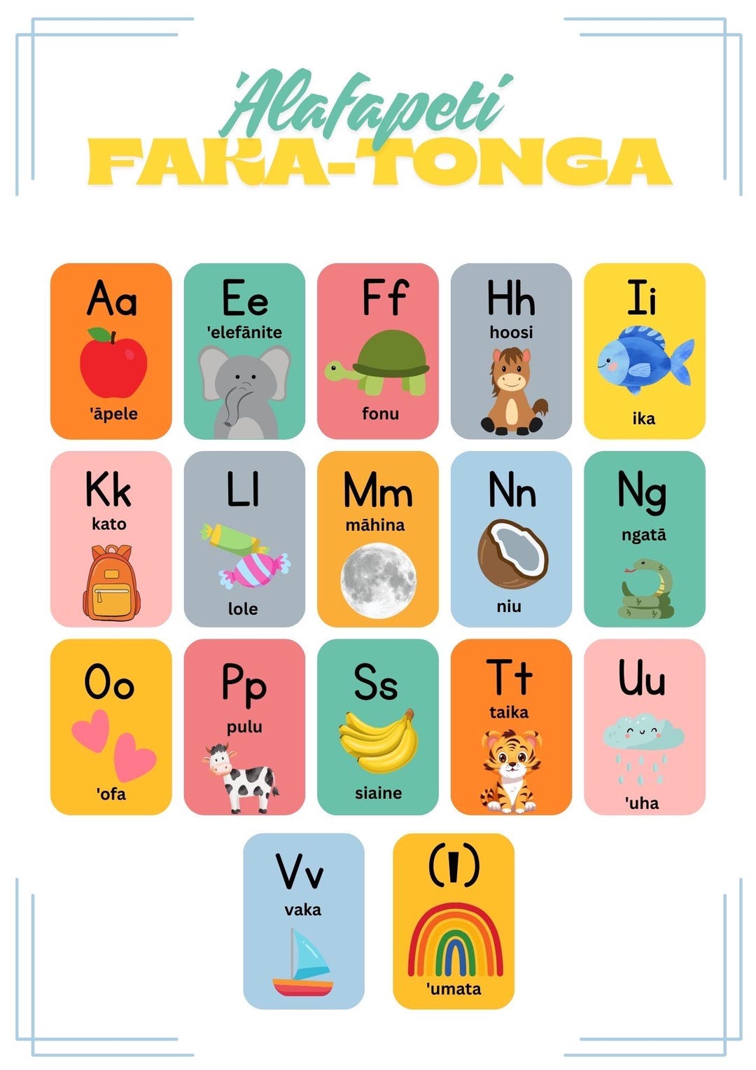 Tongan Animal Alphabet - Etsy