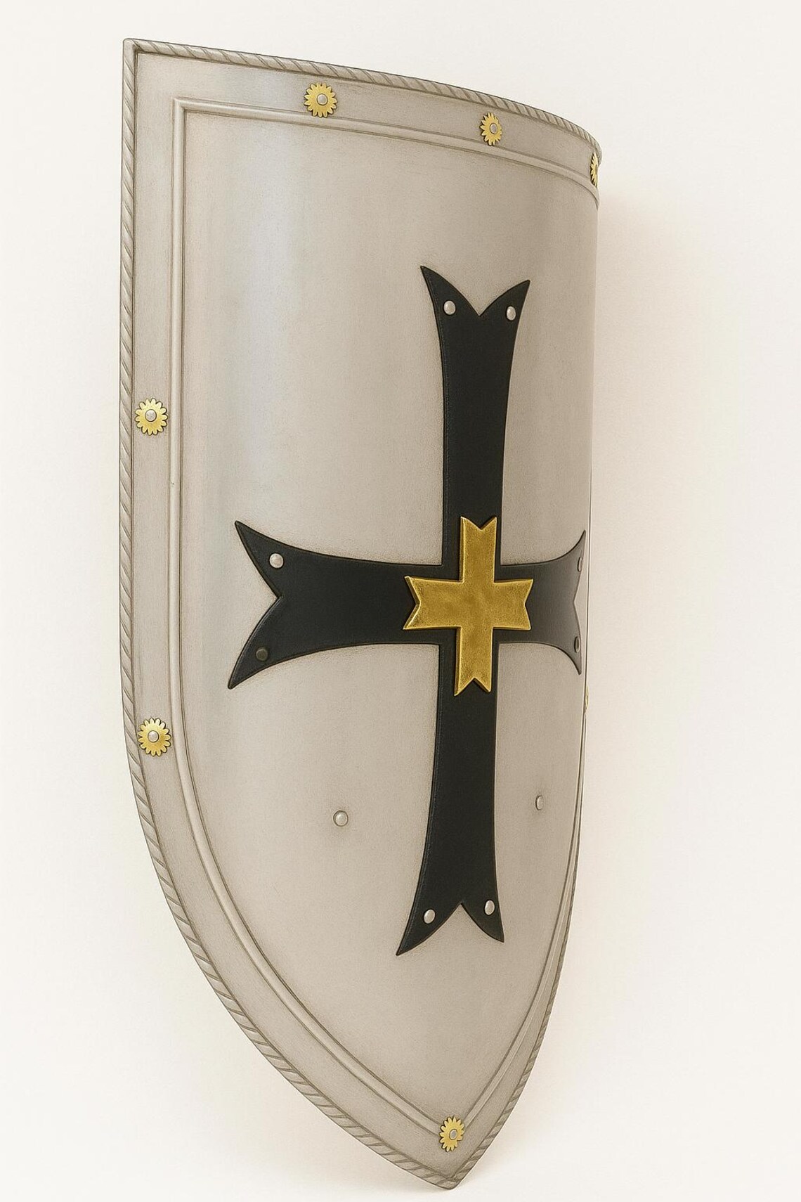 Handmade Medieval Crusader Shield: Black Gold Templar Knight Decor - Etsy