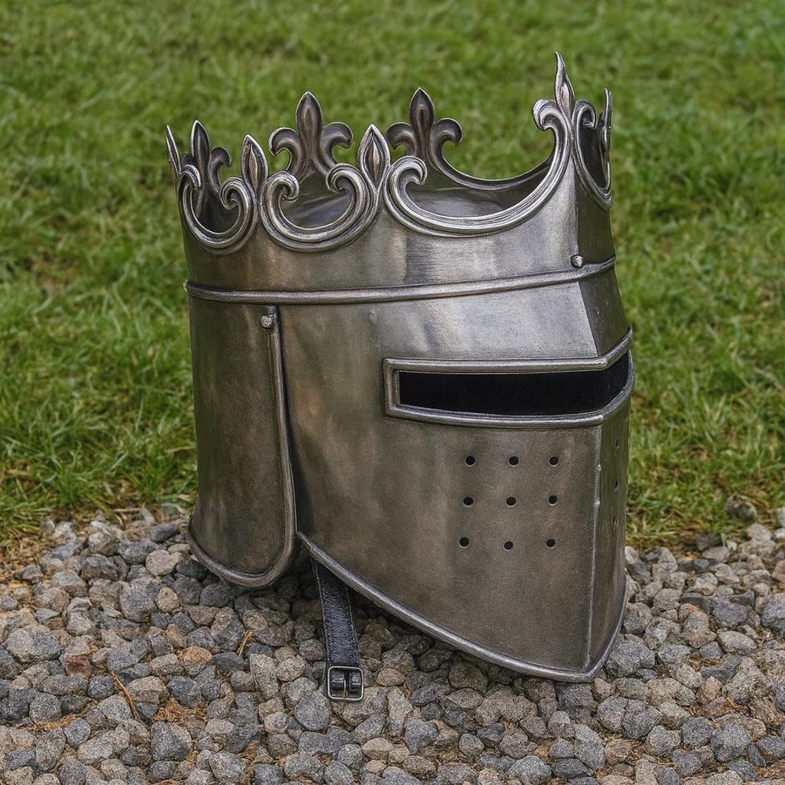 Medieval Knight Helmet With Crown | Royal Crusader Great Helm ...
