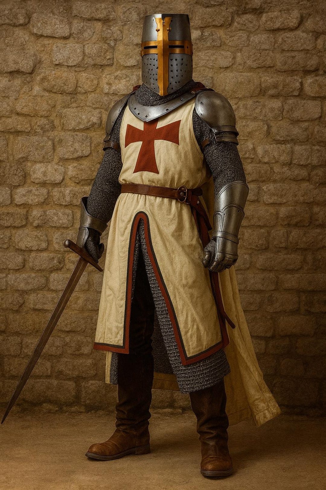 Handmade Templar Knight Crusader Armor Costume | Medieval Chainmail ...