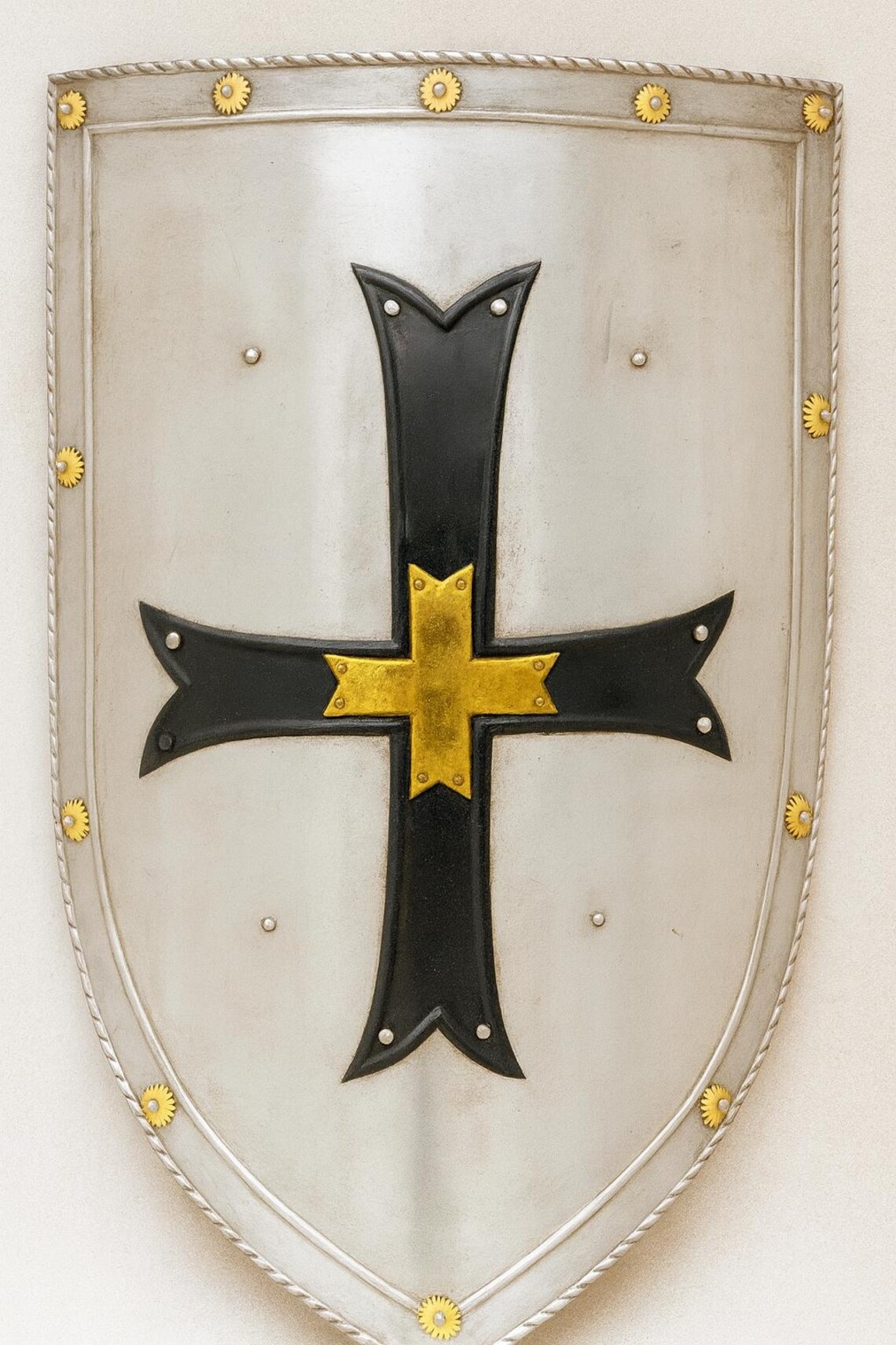 Handmade Medieval Crusader Shield: Black Gold Templar Knight Decor - Etsy