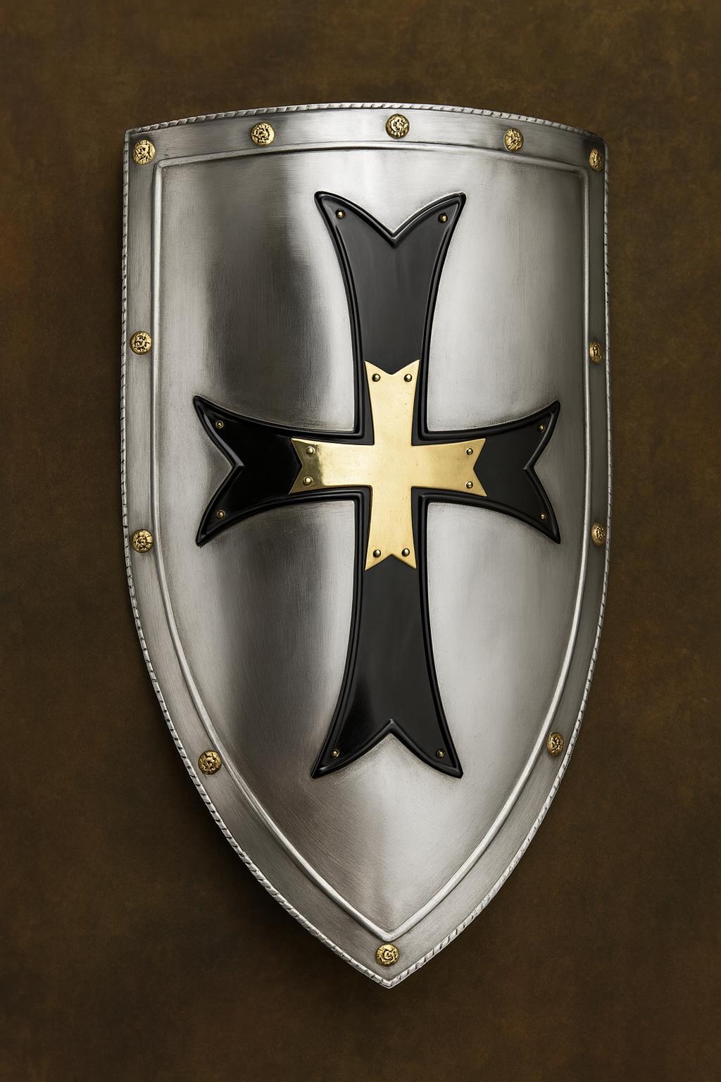 Handmade Medieval Crusader Shield: Black Gold Templar Knight Decor - Etsy