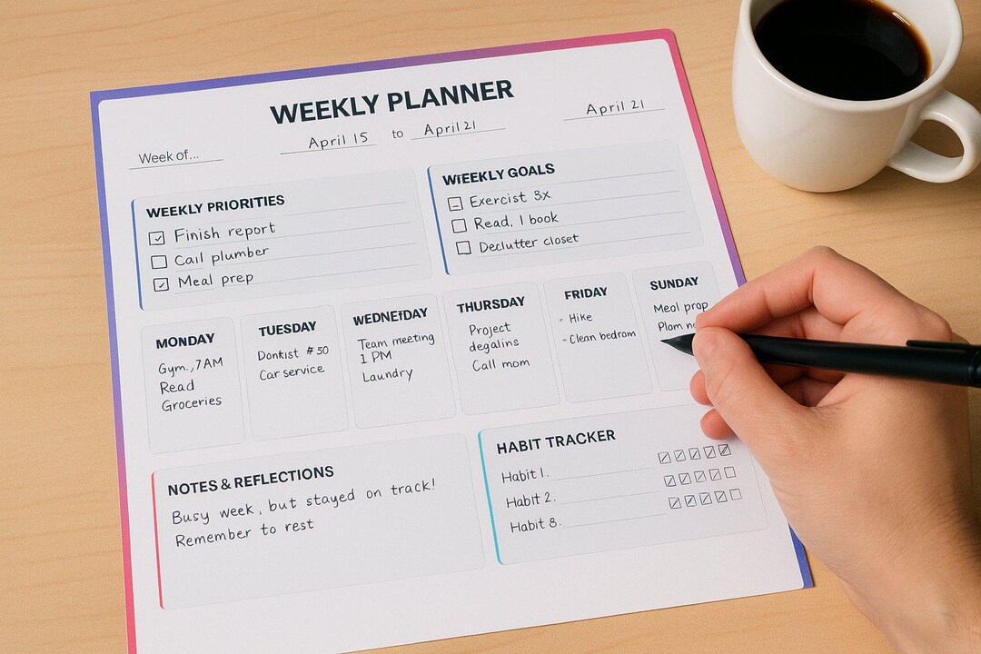 2025 Business Weekly Planner Printable PDF, Purple Gradient Goal ...