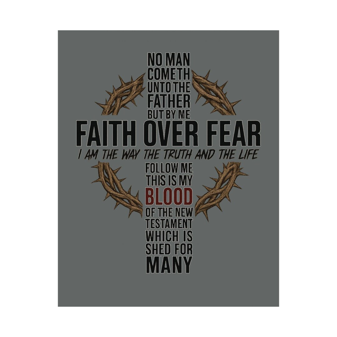 Faith Over Fear Poster | Christian Wall Art, Crown of Thorns Scripture ...
