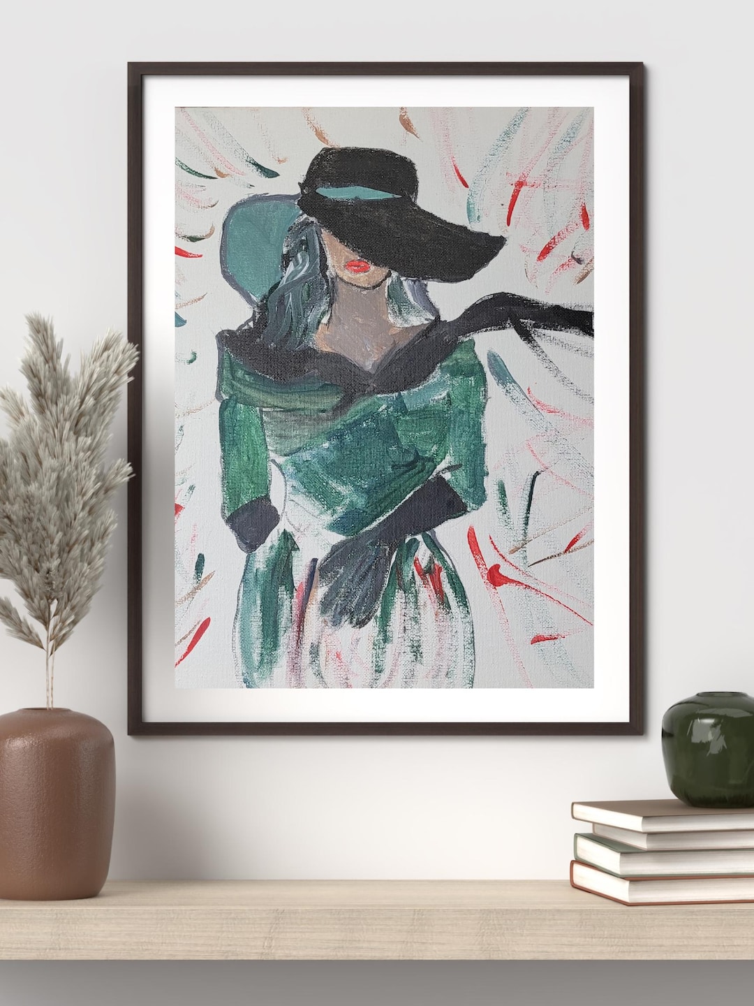 Artwork Printable "the Imperfect Woman" Emerald Green Dress Art Print ...