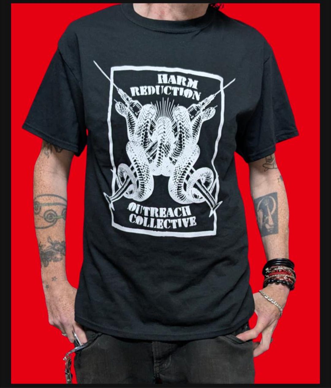 Harm Reduction Outreach Collective Snake and Syringes Shirt - Etsy