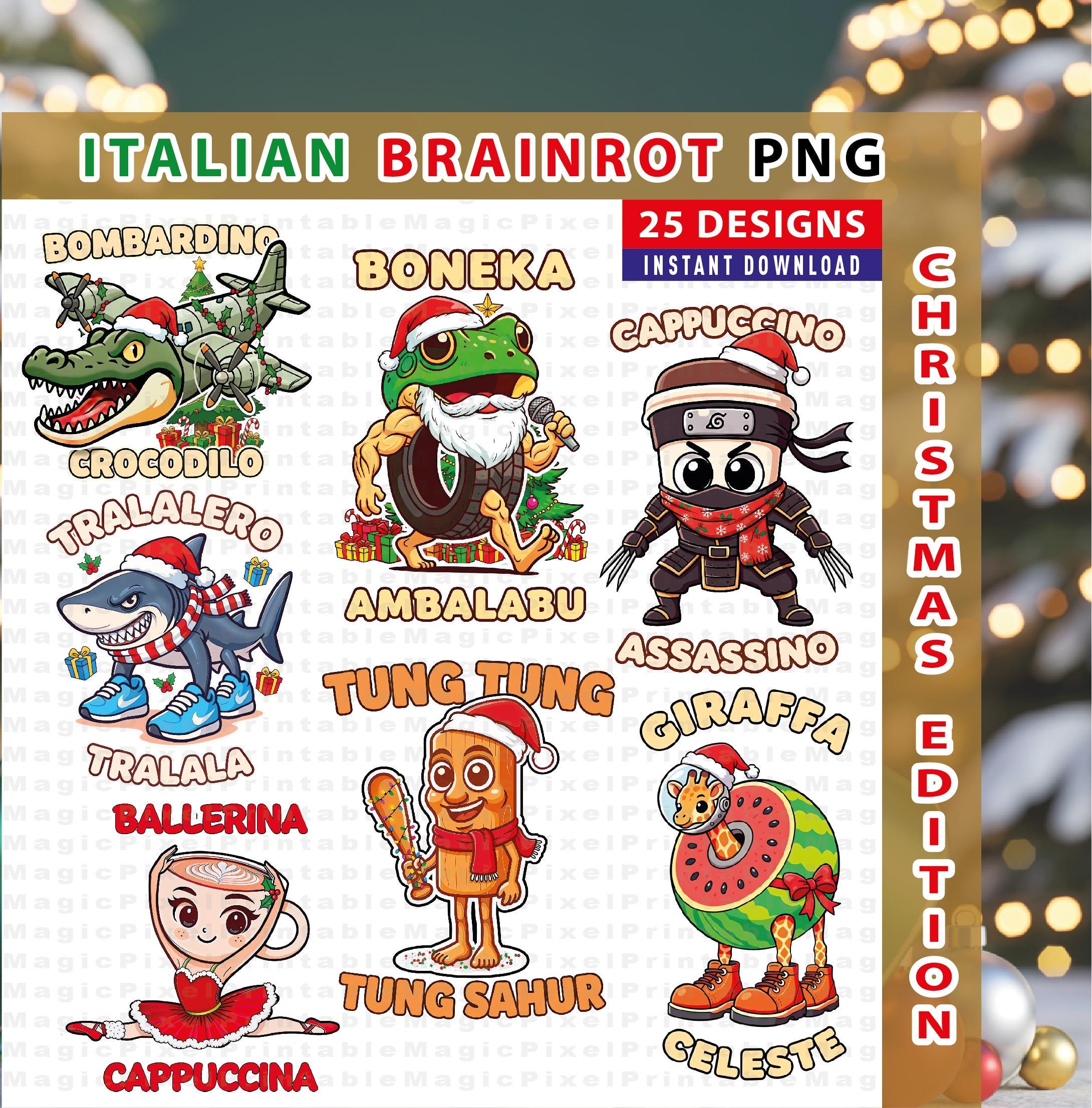 Brainrot Christmas, Italian Brainrot Png, Brainrot Png Bundle, Brainrot ...