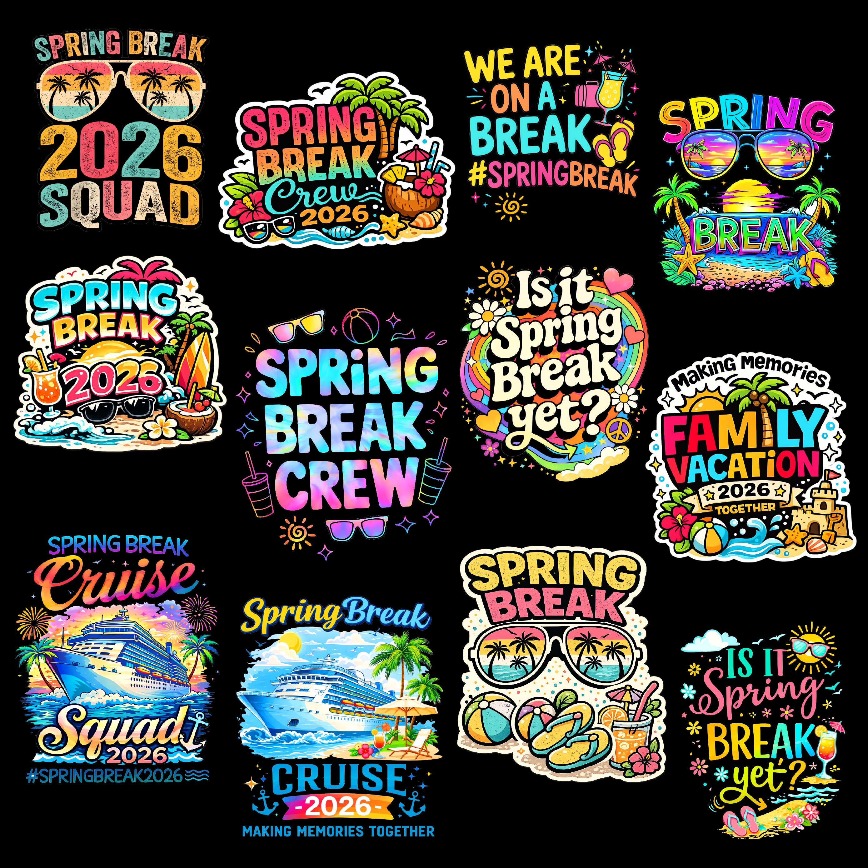 Spring Break 2026 Png Bundle, Spring Break Squad, Family Cruise, Spring ...