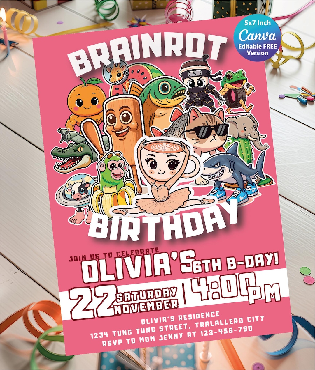 Brainrot Birthday Invitation, Birthday Meme Card, Viral Birthday Card ...