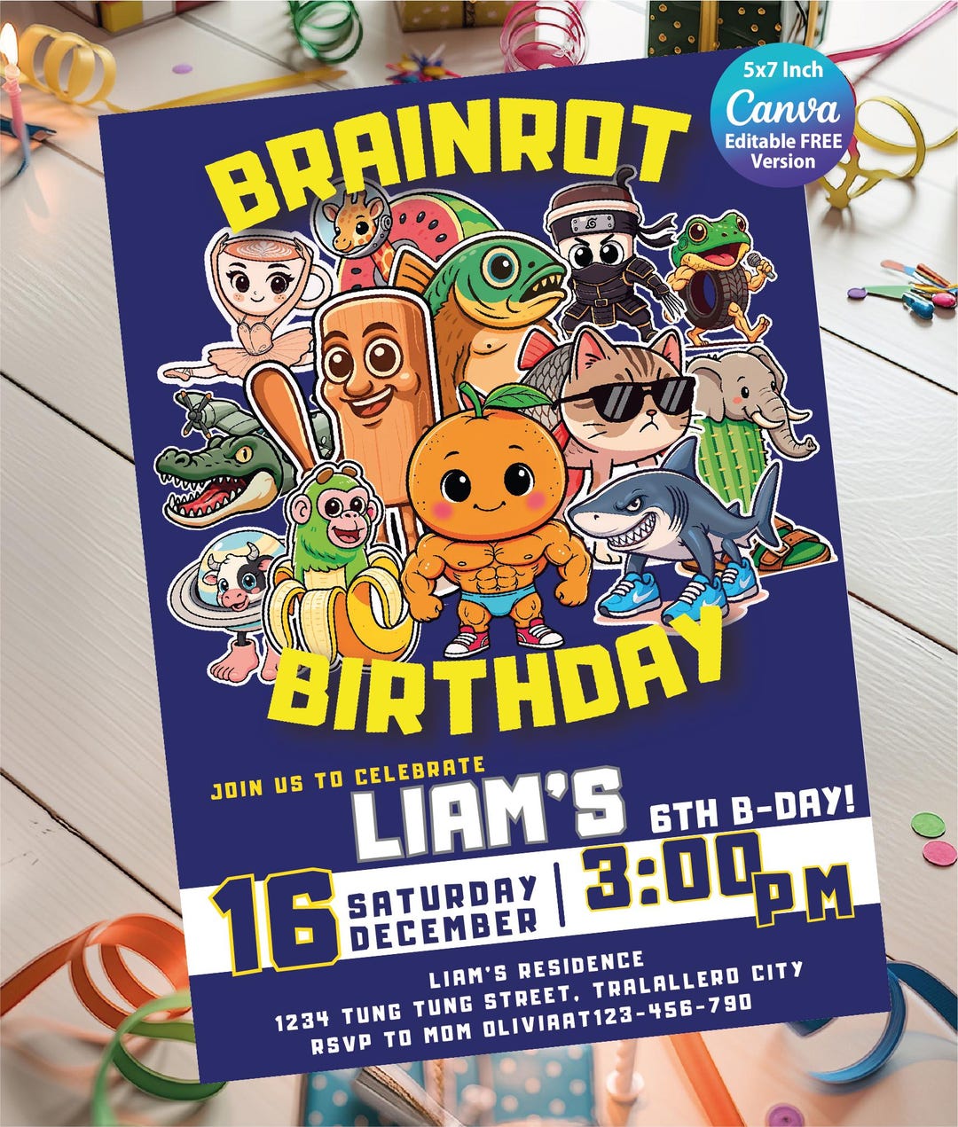 Brainrot Birthday Invites, Birthday Meme Card, Viral Birthday Card ...