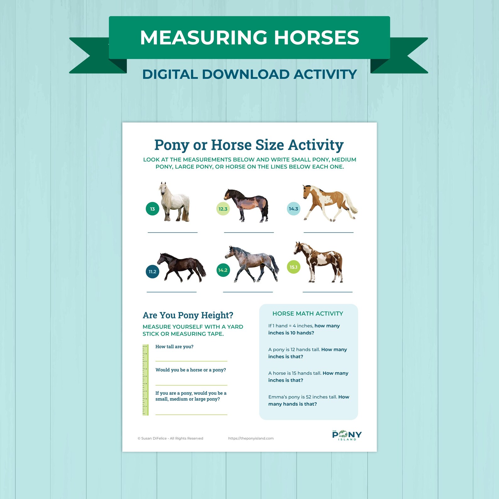 Measuring Horses Printable – Learn Horse & Pony Height in Hands (kids ...
