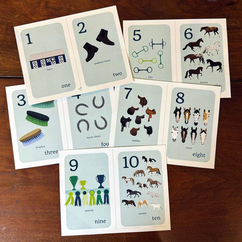 Horse Counting Flashcards: Printable Math Activity for Kids (PDF ...