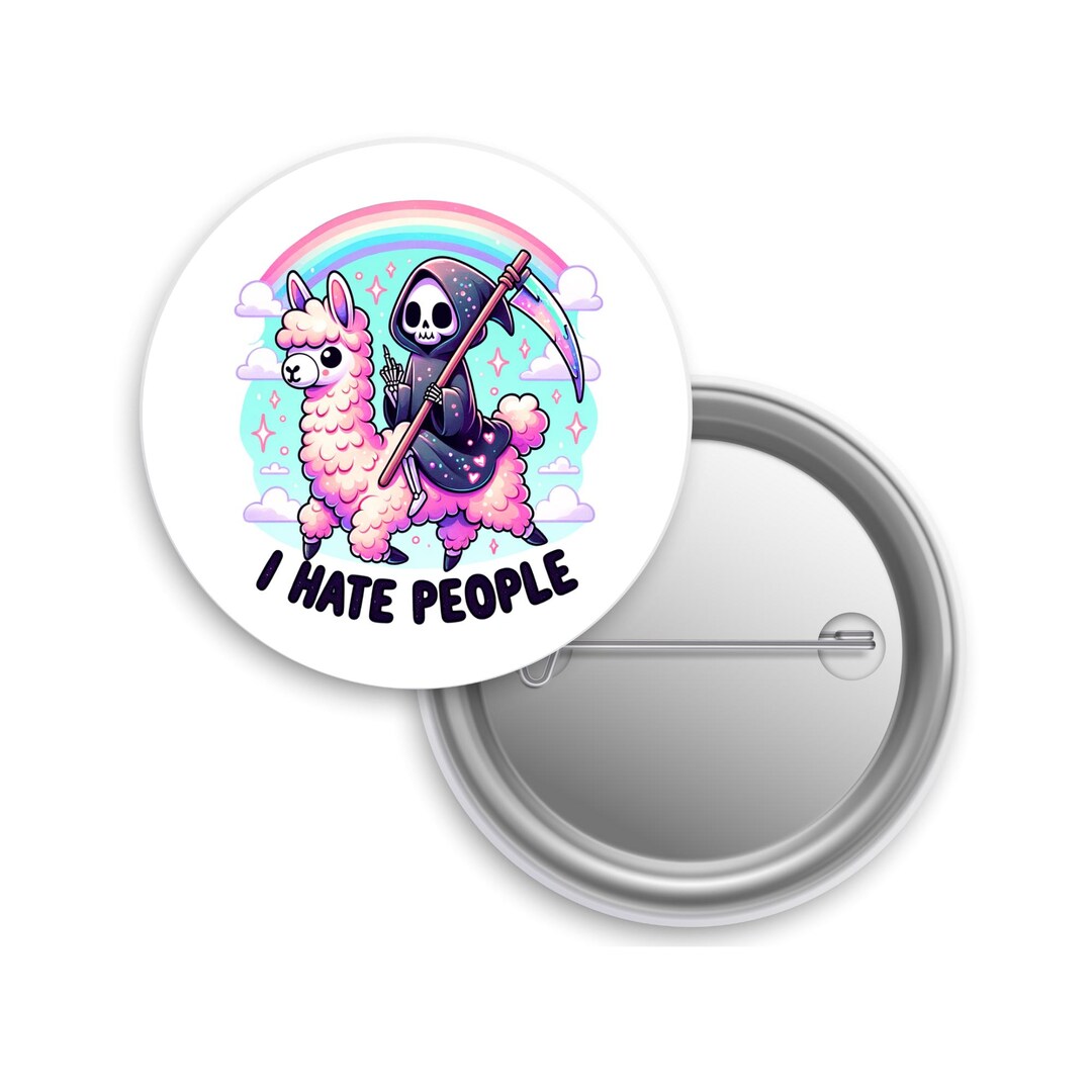 Grim Reaper Llama Pinback Button, Funny Rainbow - Etsy