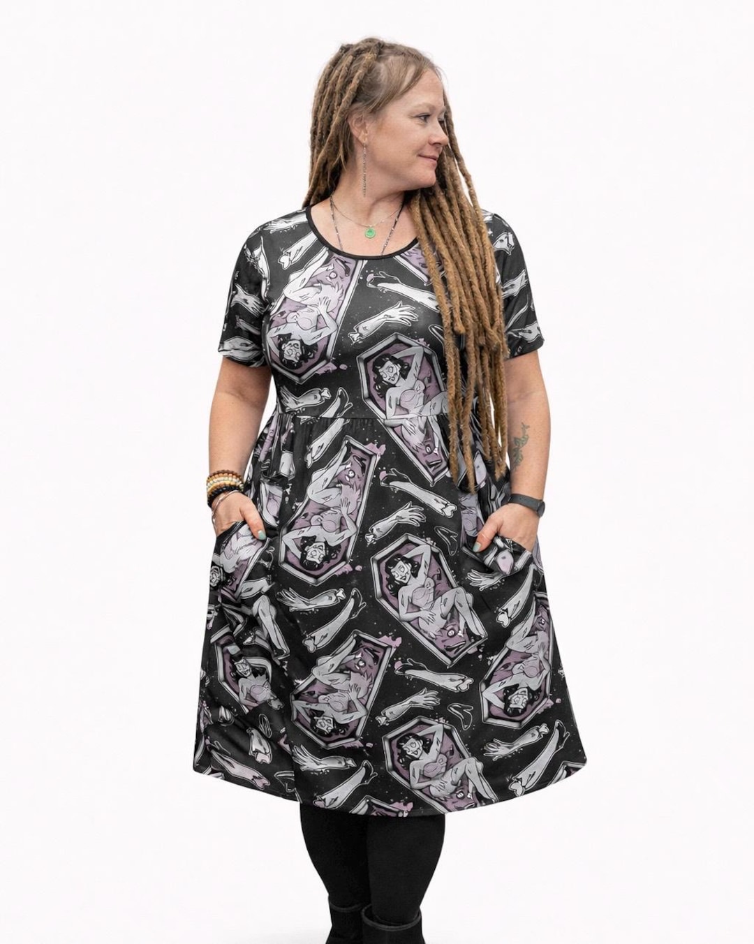 Plus Size Zombie in Coffin Skater Dress With Pockets Gothic Horror ...