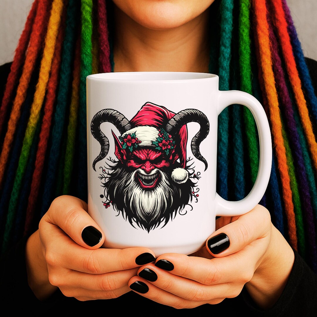 Krampus Mug, 15 Oz Large Christmas Coffee Cup, Gothic Punk Alternative ...