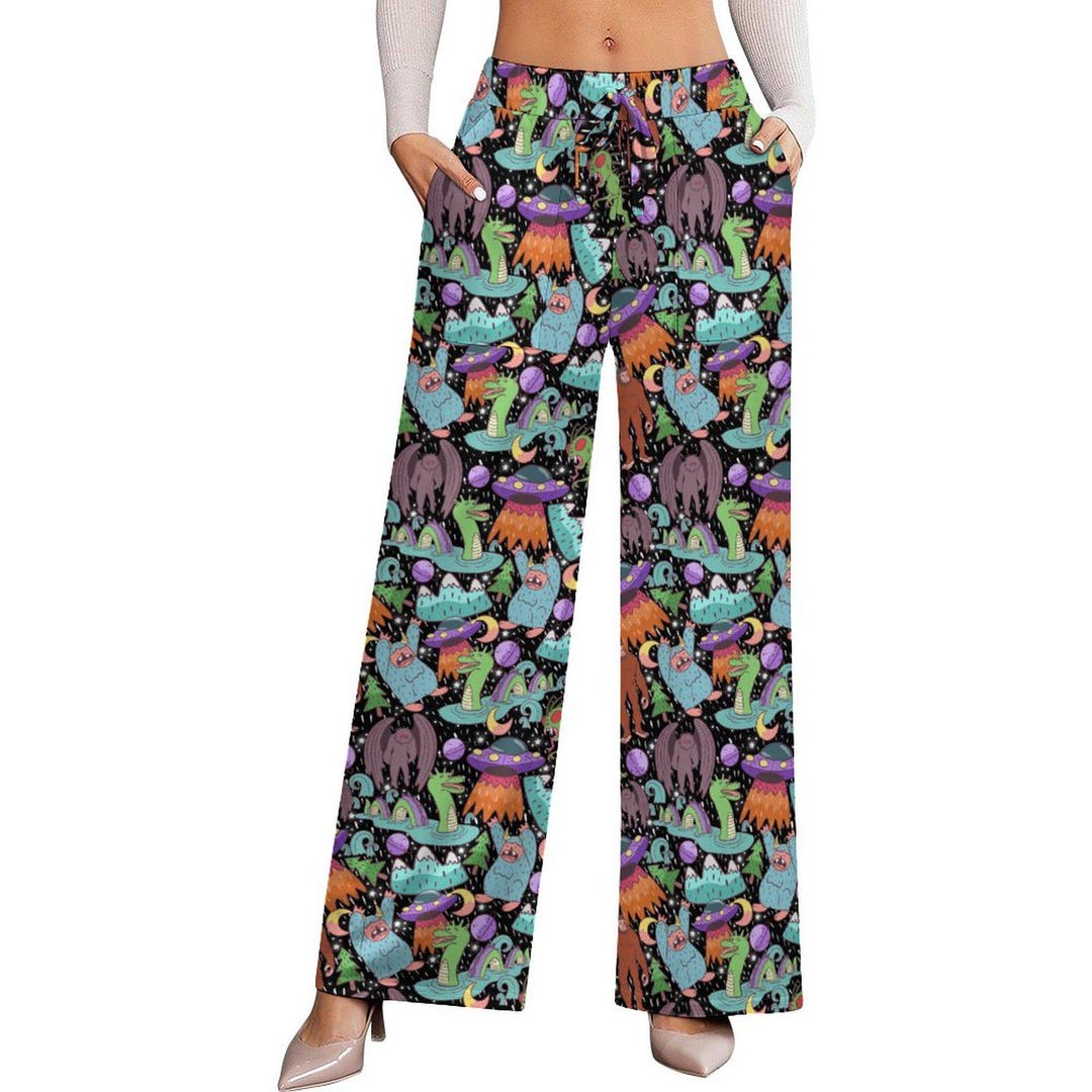 Cryptid Monsters Wide Leg Pants With Pockets - Etsy