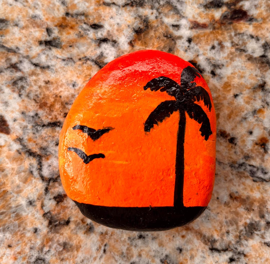 Decorative Tropical Beach Sunset Stone - Etsy