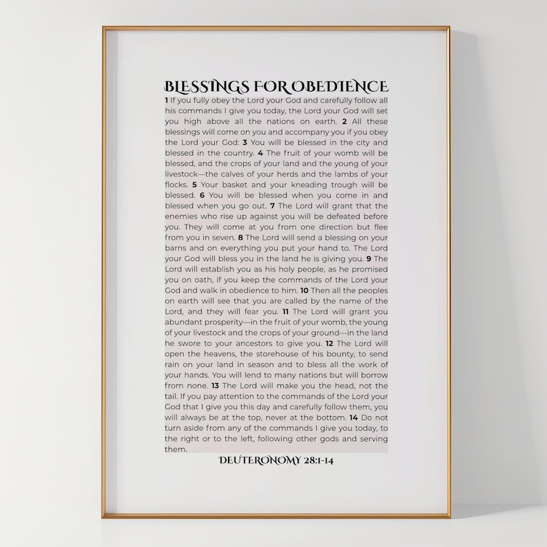 Deuteronomy 28 Blessings for Obedience Scripture Print (digital ...
