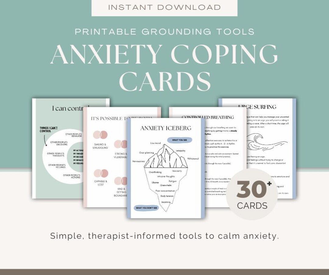 Anxiety Coping Cards Printable | Grounding & Calm Down Tools for ...