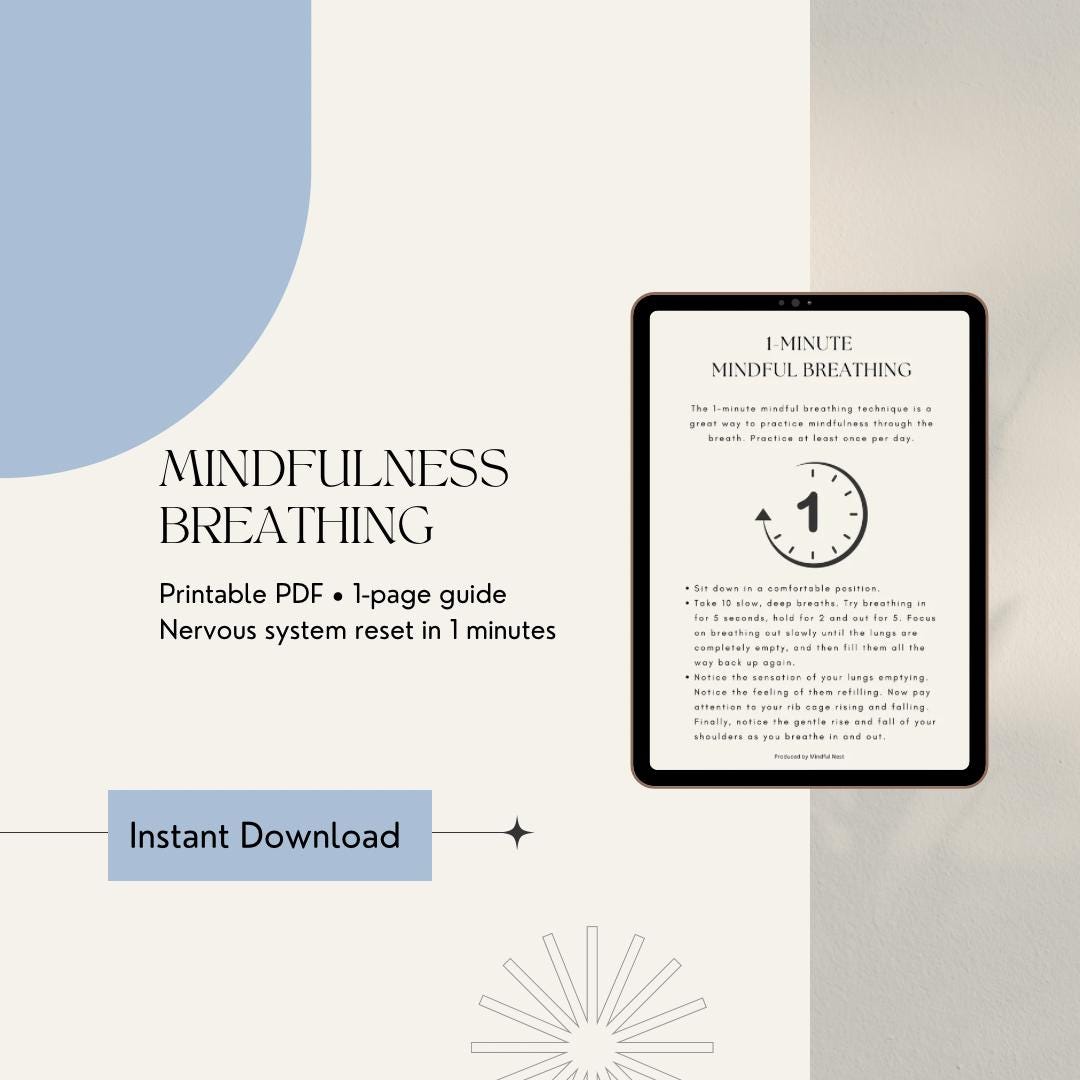 Mindful Breathing Exercise | Anxiety Relief, Nervous System Reset (PDF ...