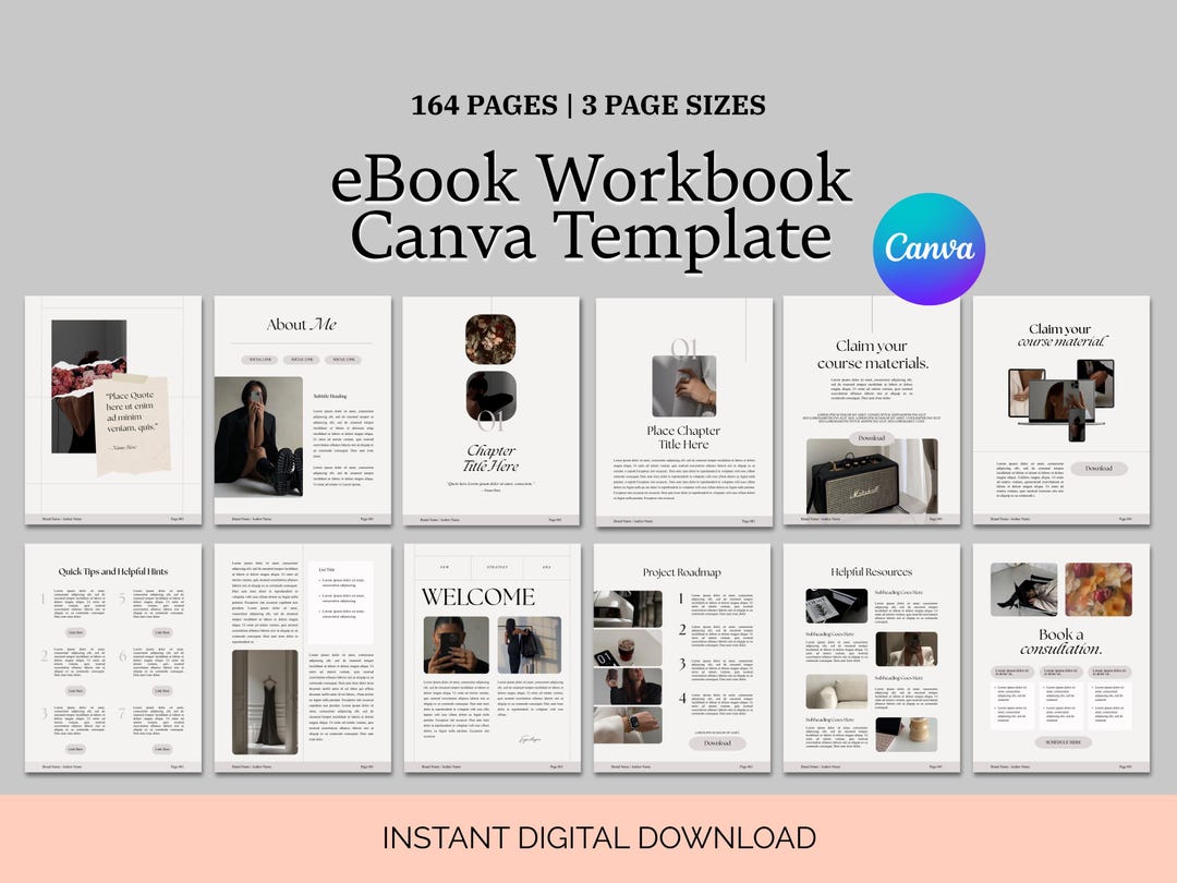Ebook Template, Workbook Template, Canva Ebook Template, 164 Pages, 3 ...
