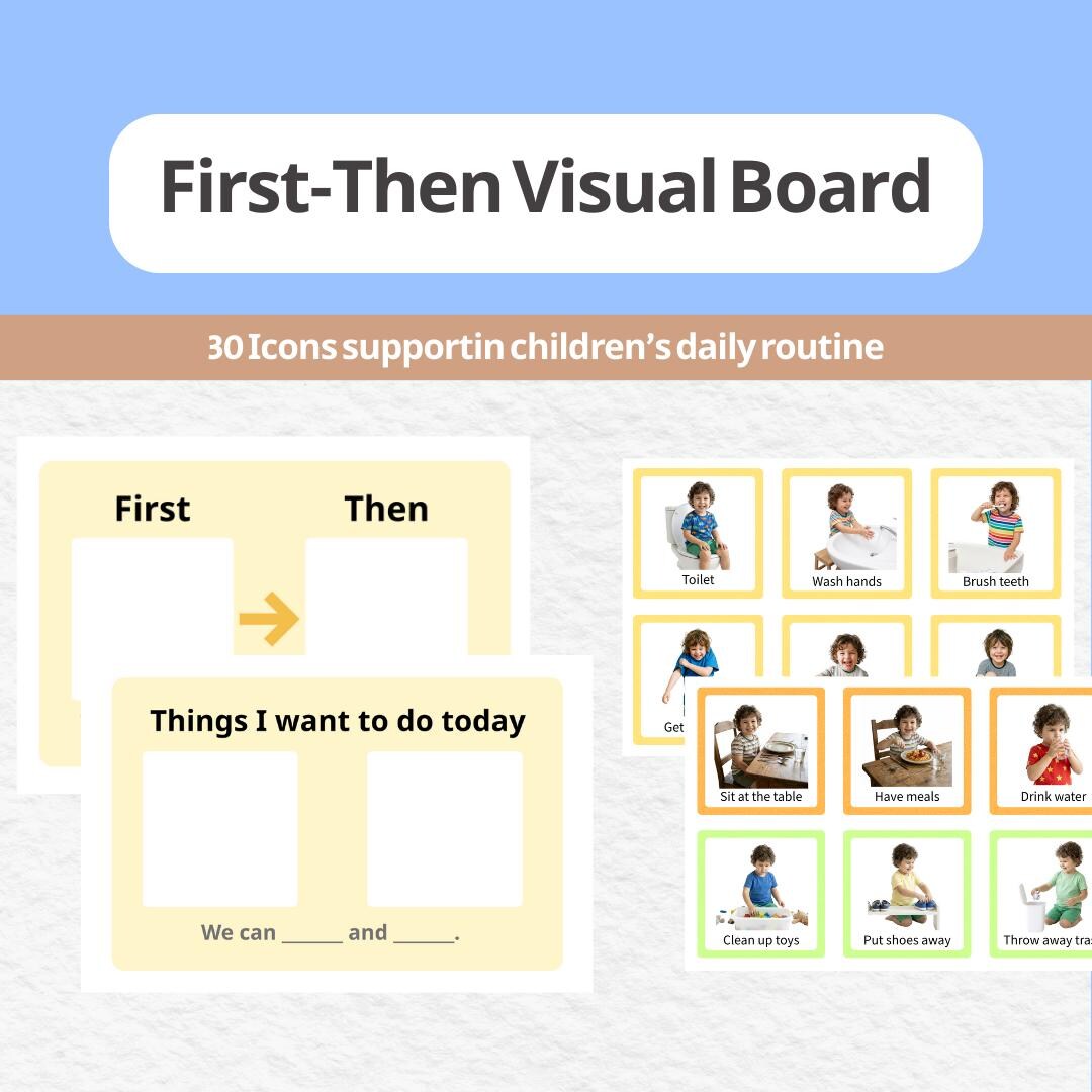 First Then Visual Schedule Board | Real Photo Routine Cards for ...