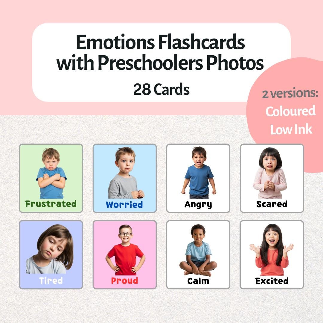 Preschool Emotions Flashcards: SEL Circle Time Printable (PDF Download ...