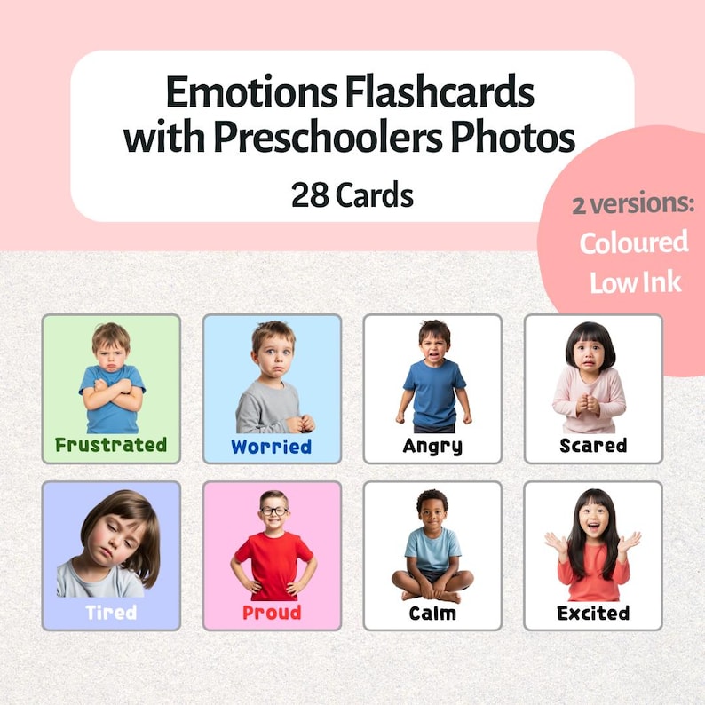 Preschool Emotions Flashcards: SEL Circle Time Printable (PDF Download ...