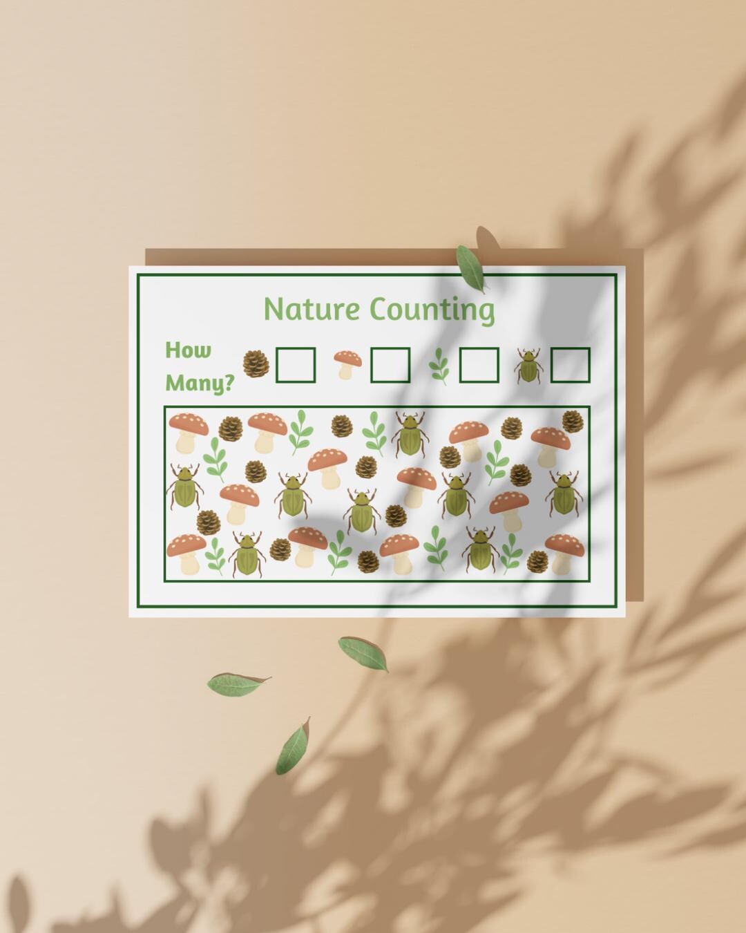 Nature Counting Worksheet | A4 Printable Math Activity | Preschool ...